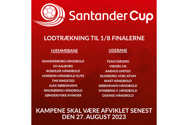 Kvindernes Santander Cup 1/8-finaler fundet